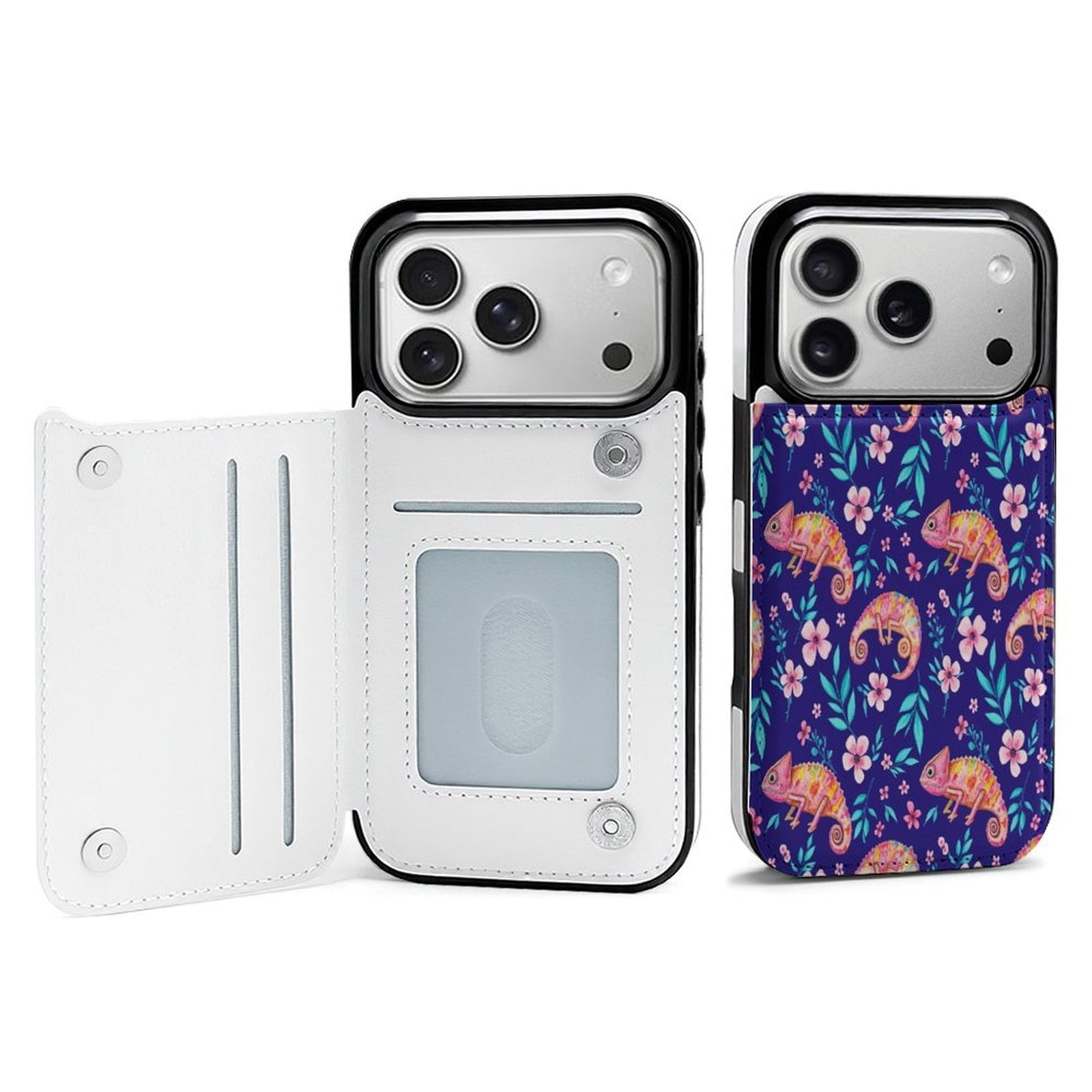 Chameleon Floral Pattern Leather Wallet Case for iPhone 11 Wallet Case ...