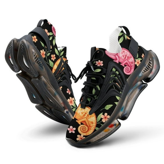 Chameleon Floral Pattern Walking Shoes for Men Woman Lightweight Tennis ...