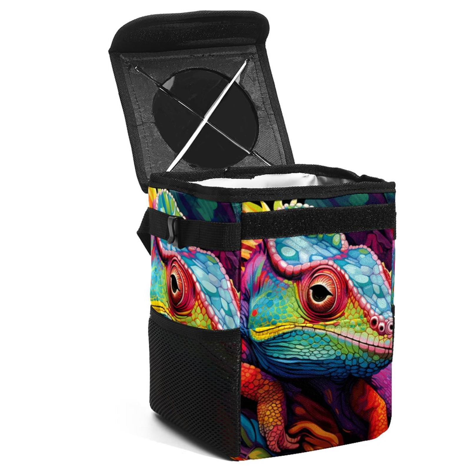 Chameleon Foldable Car Trash Bin with Lid - Leak-proof Hanging Storage ...
