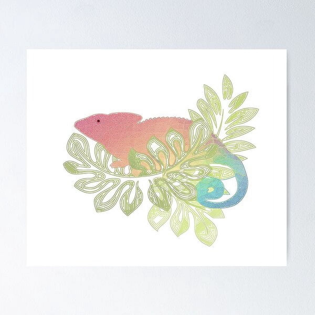 Chameleon Line Drawing Art Design Poster Wall Art, Modern Wall Decor ...