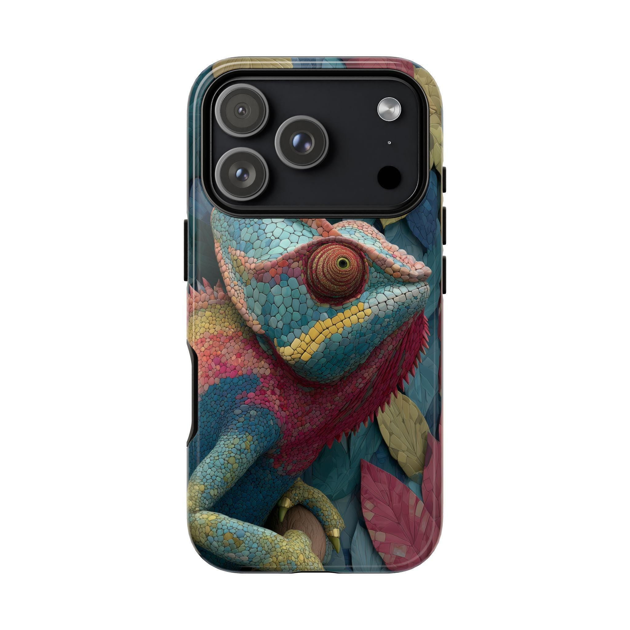 Chameleon Lizard Colorful Mosaic Camo Nature Pattern Phone Case 17 16 ...