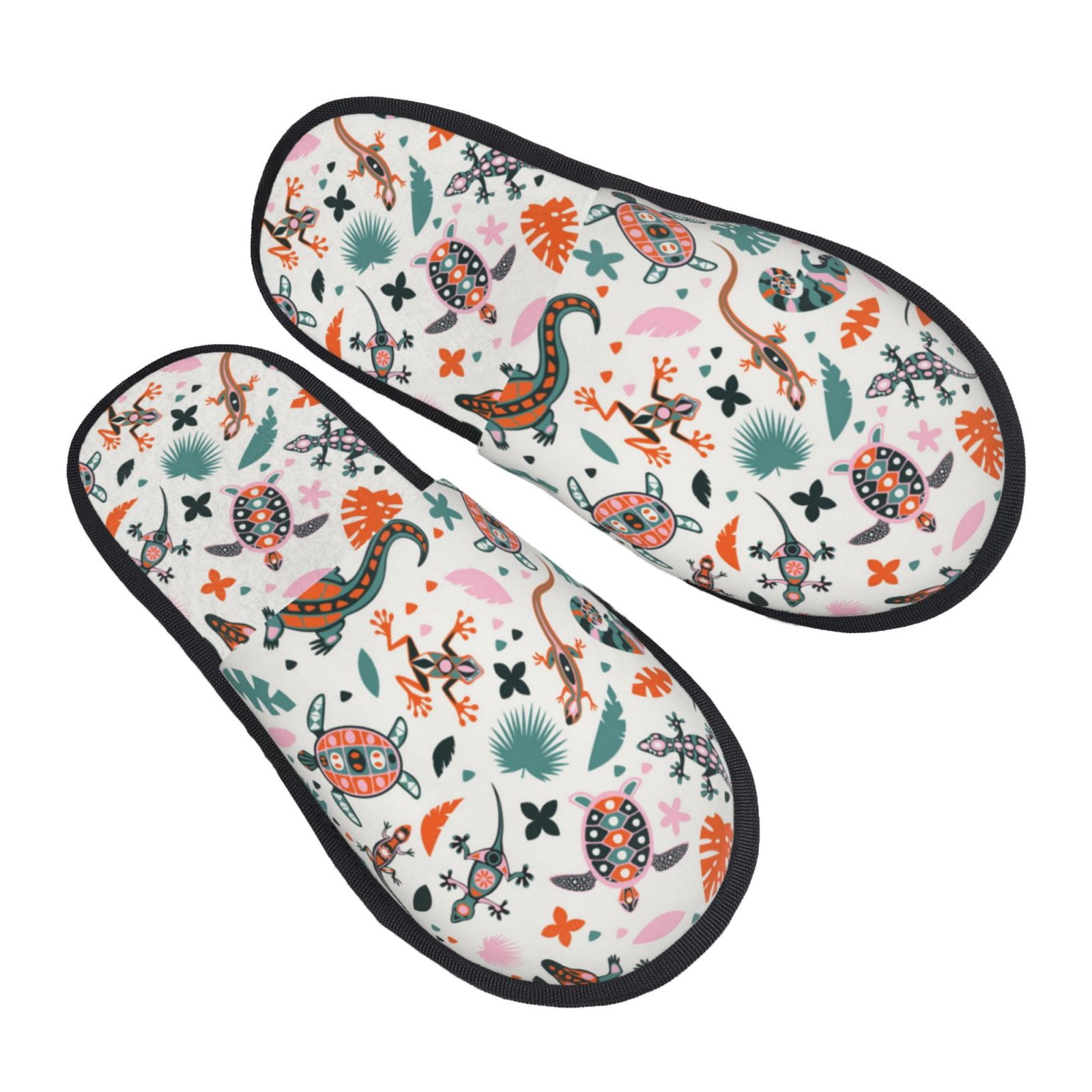 Chameleon Lizard Turtle Frog House Slippers for Women Indoor, Fuzzy ...