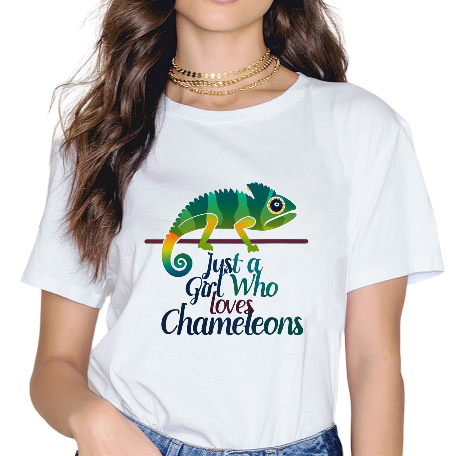 Chameleon Lover Women Just A Girl Who Loves Chameleons T-Shirt ...