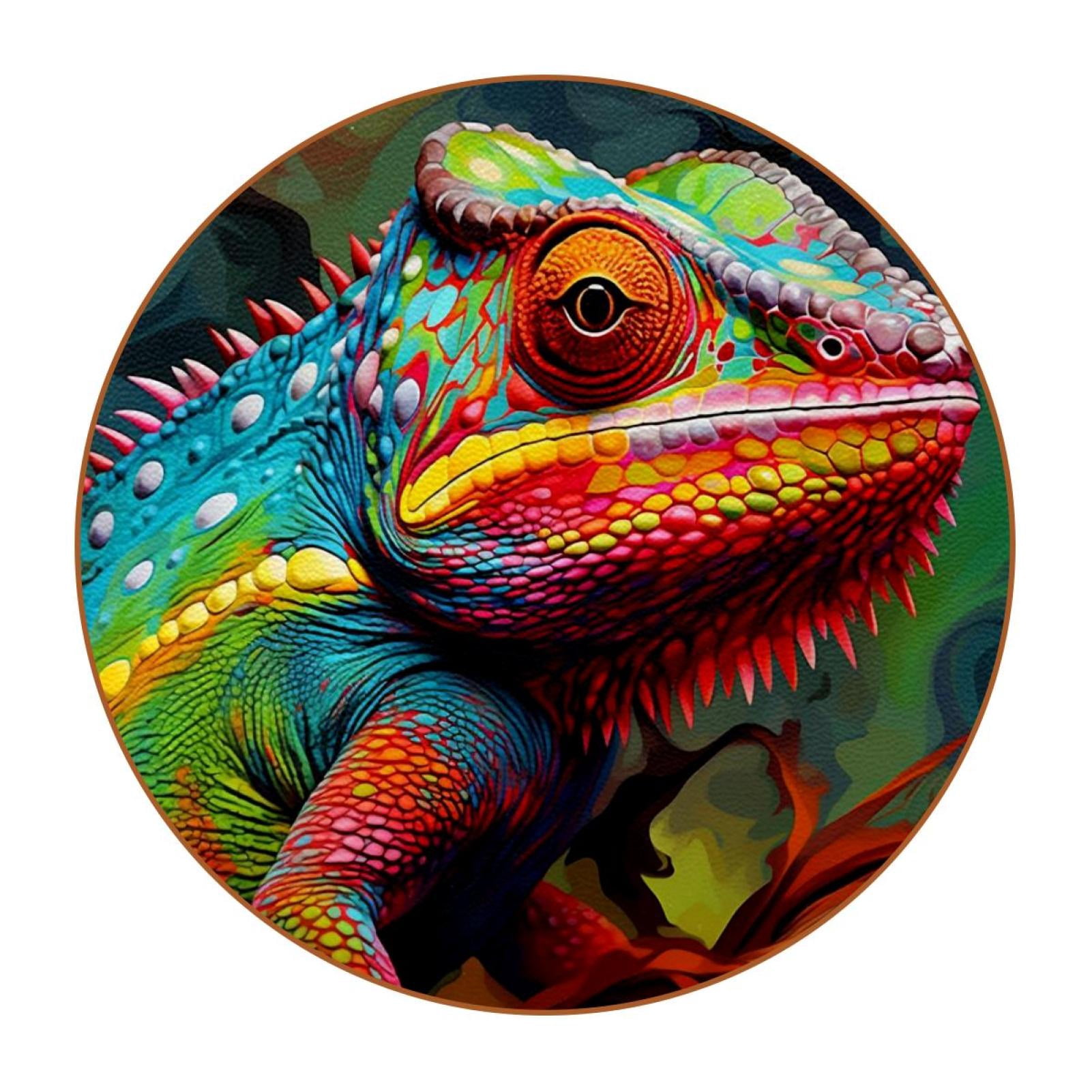 Chameleon Microfiber Leather Round Coasters (6PCS) - 11x11 cm/4.3x4.3 ...