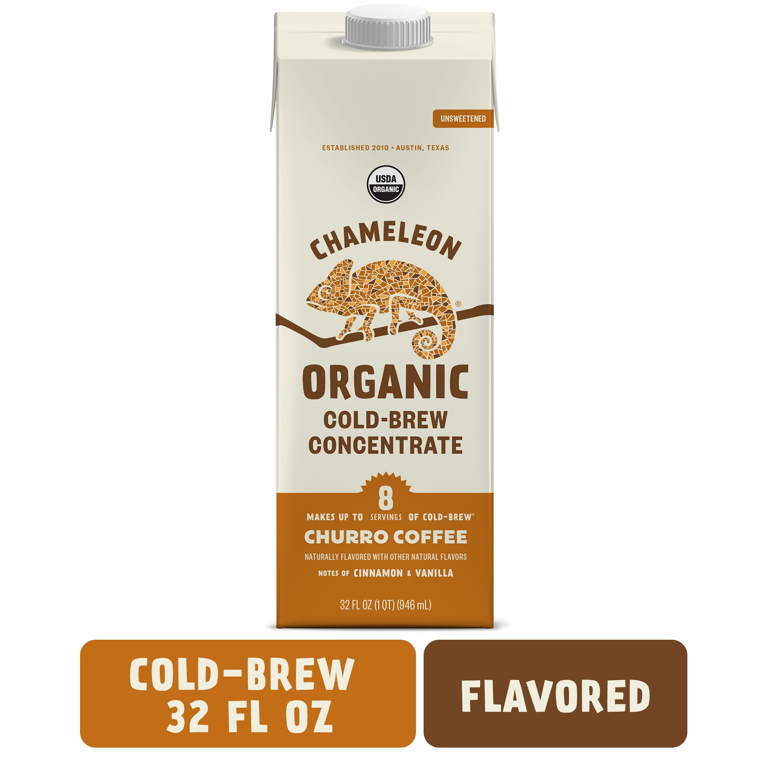 Chameleon Organic Coffee Churro, Multi-Serve, Cold Brew Concentrate, 32 ...