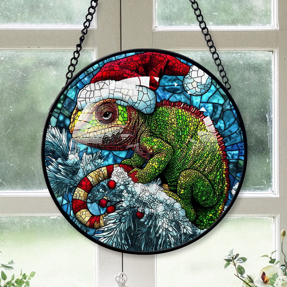 Chameleon Ornament Christmas 2025, Chameleon Stained Glass Window ...