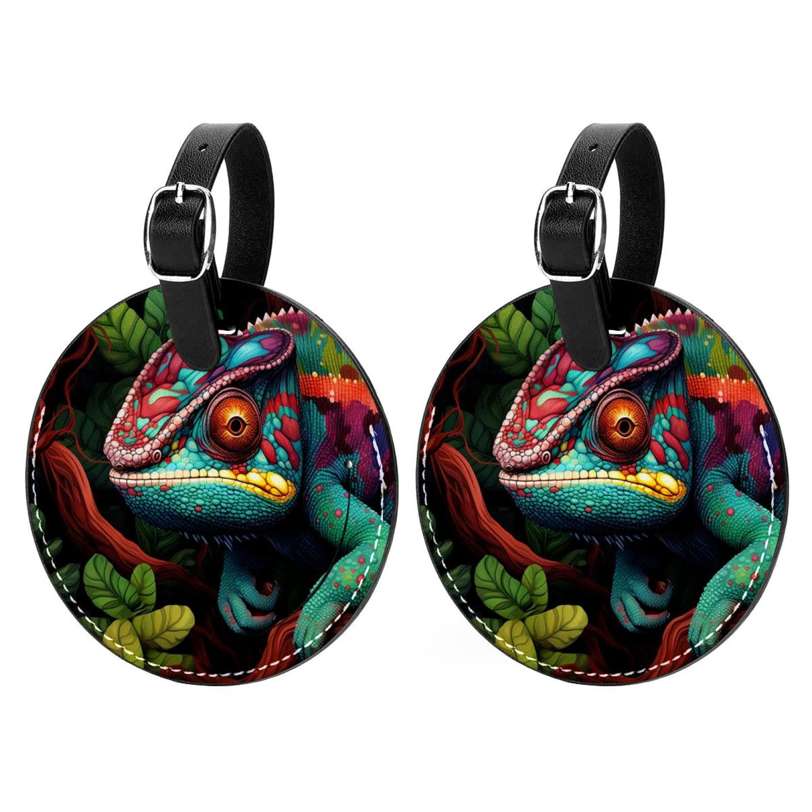 Chameleon Personalized Bag Tags - Set of 2 Luggage Tags for Easy Travel ...