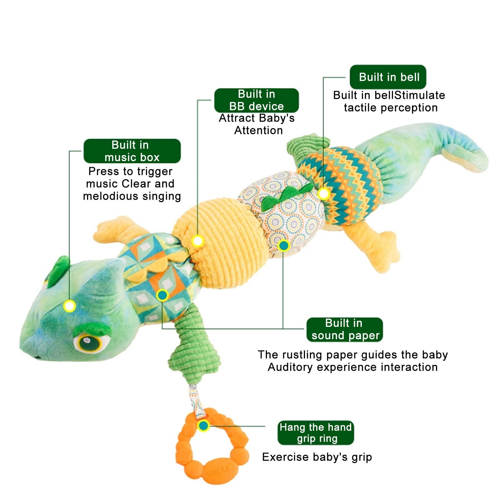 Chameleon Plush Toy Baby Growth Chart, Newborn Infant Height Measuring ...