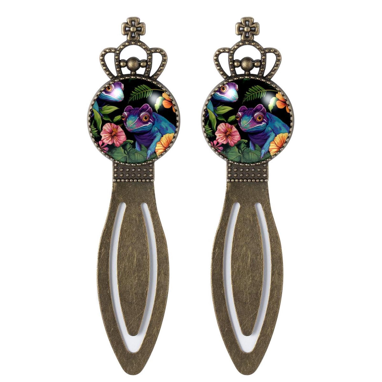 Chameleon Set of 2 Vintage Copper Crown-Shaped Bookmarks - Stainless ...