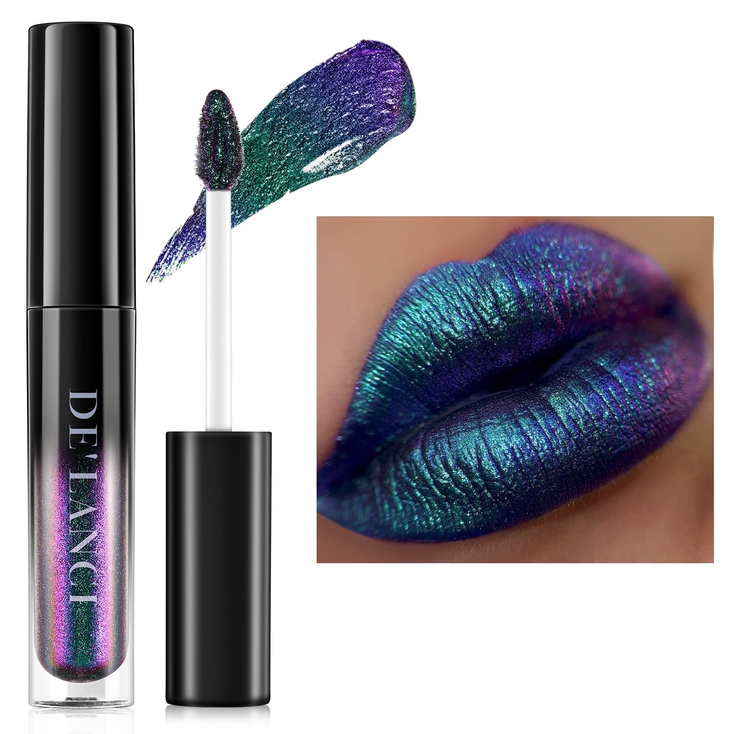 Chameleon Shimmer Liquid Lipstick ,Glitter Metallic Colourful Lip Gloss ...