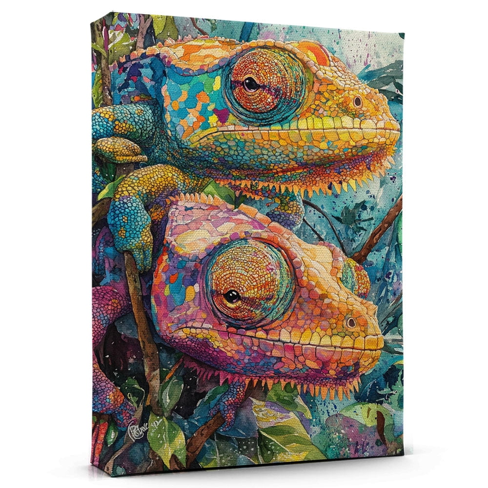 Chameleon Three Horned Jacksons Canvas Wall Art Animal Decor, Chameleon Three Horned Jacksons ...
