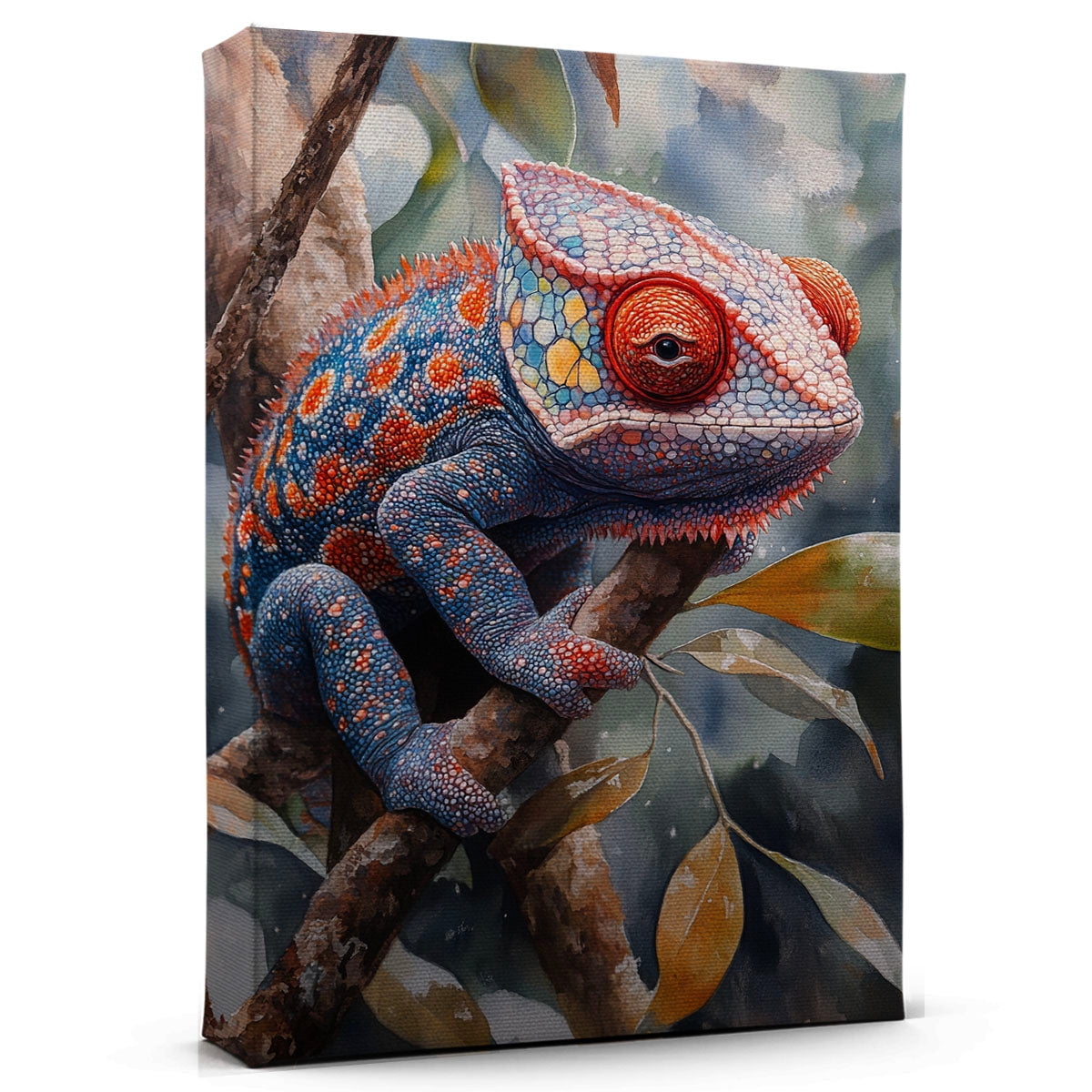 Chameleon Trioceros Melleri Canvas Art Animals, Colorful Chameleon Trioceros Melleri Canvas ...
