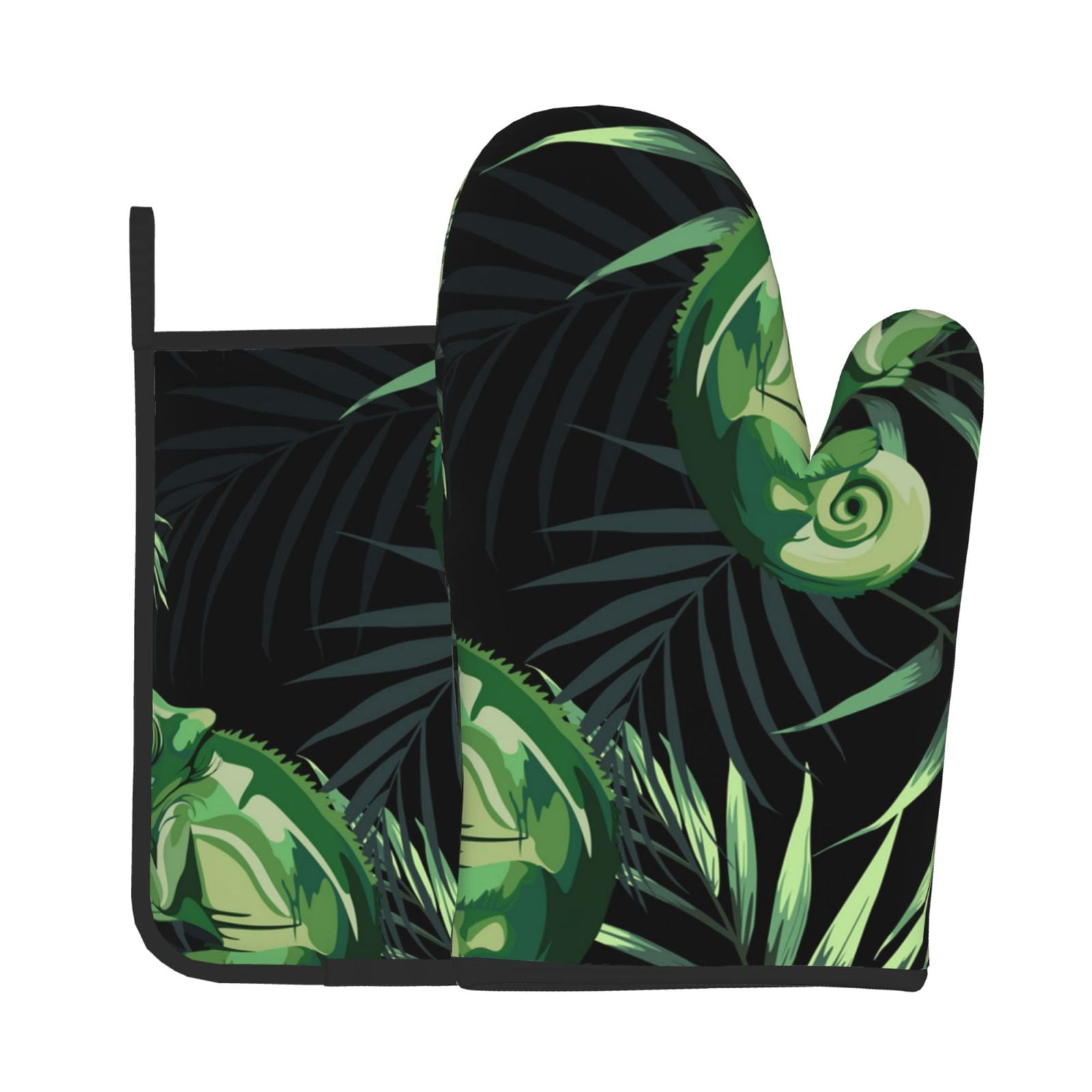 Chameleon Tropical Palm Leaves 2Pcs Oven Mitts and Pot Holders Set ...