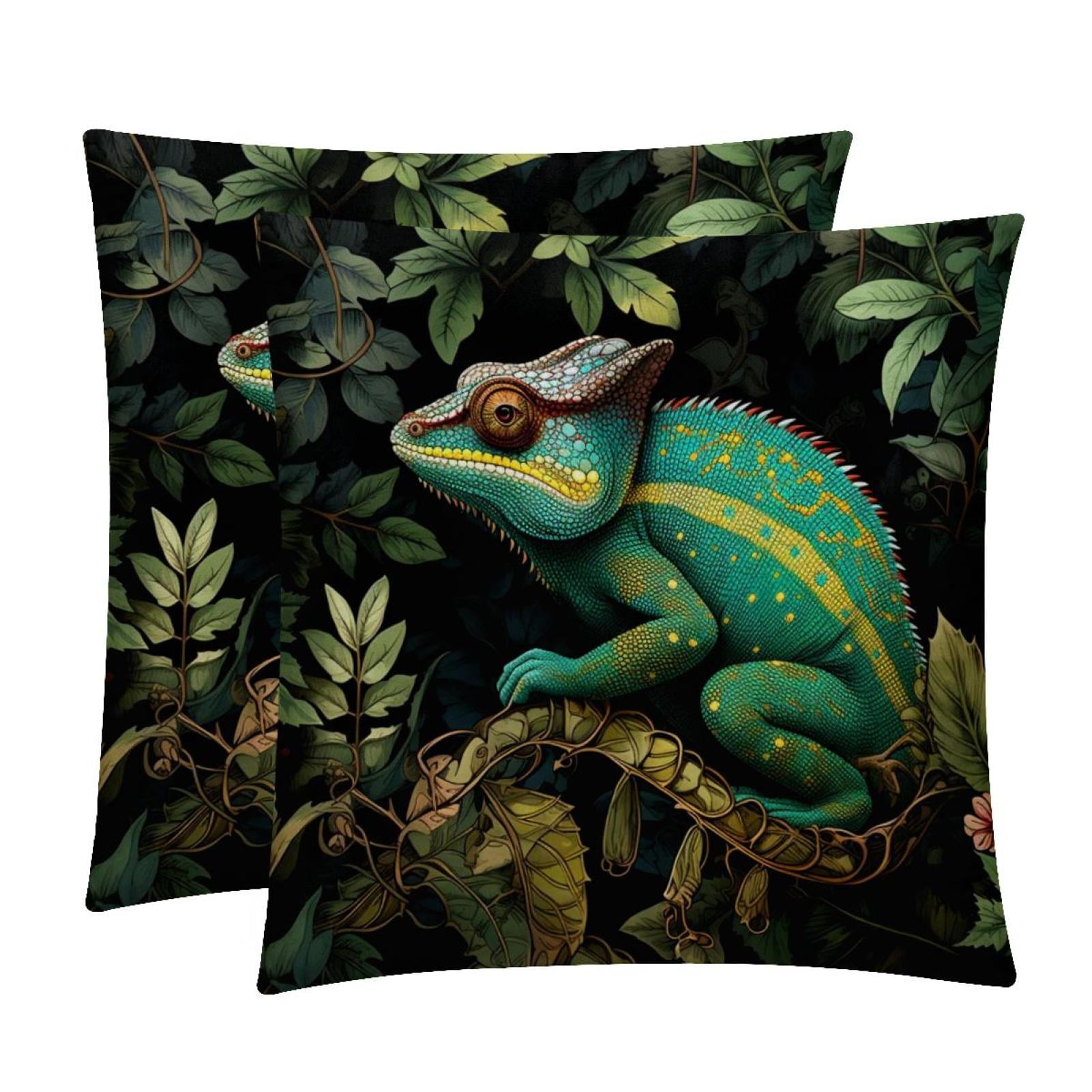 Chameleon Velvet Throw Covers Pillow Inserts - Set of 2 Decorative ...