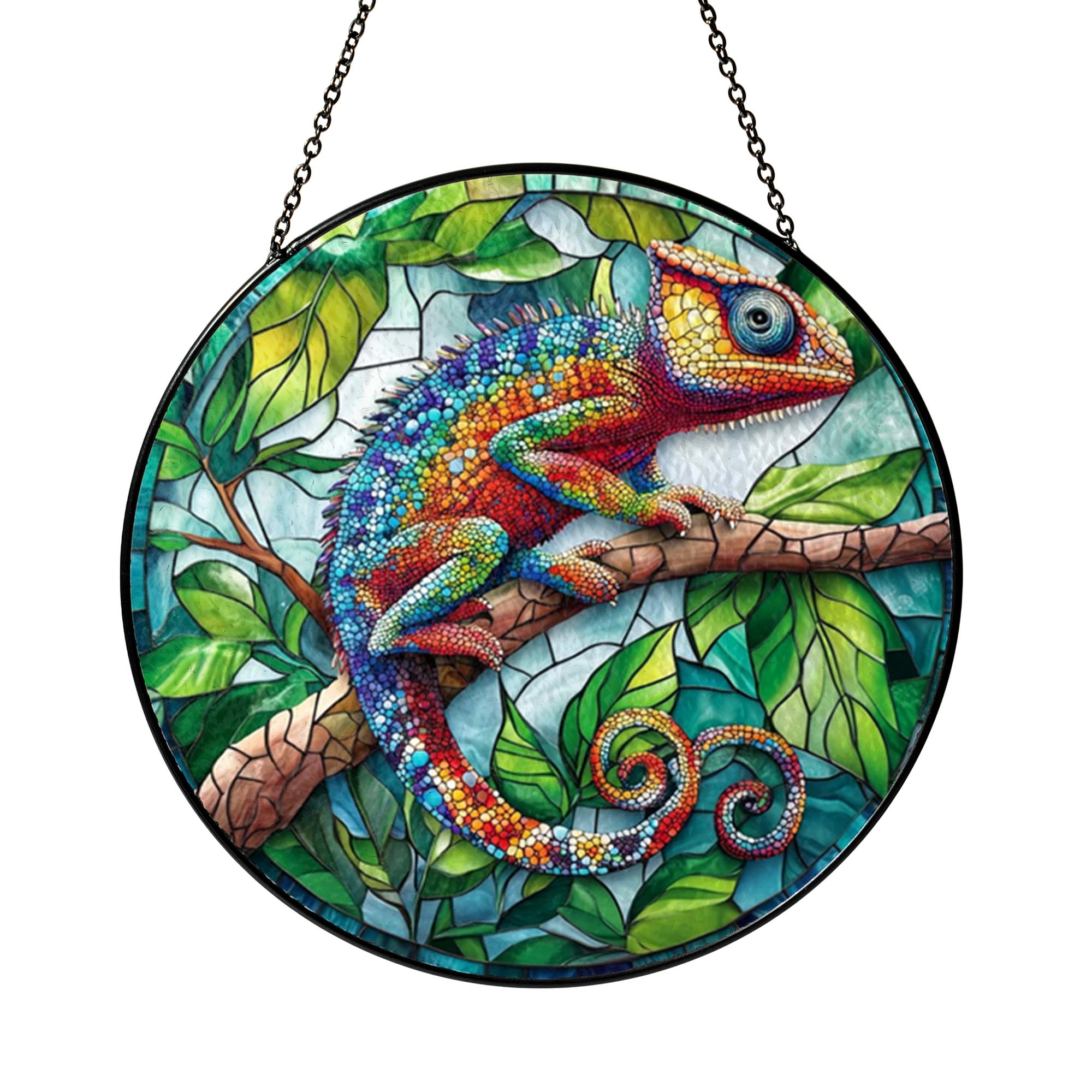 Chameleon Wildlife Scene Suncatcher – Nature Inspired Window Decor ...