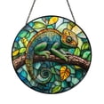 Chameleon Window Hanging – Round Stained Glass Style Wildlife Art ...