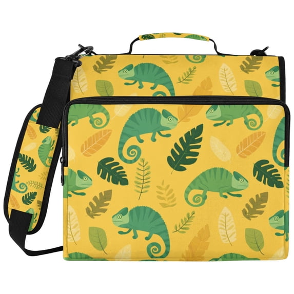 Chameleon and Tropical Leaves Pattern 3 Ring Binder Bag Zipper Binder ...