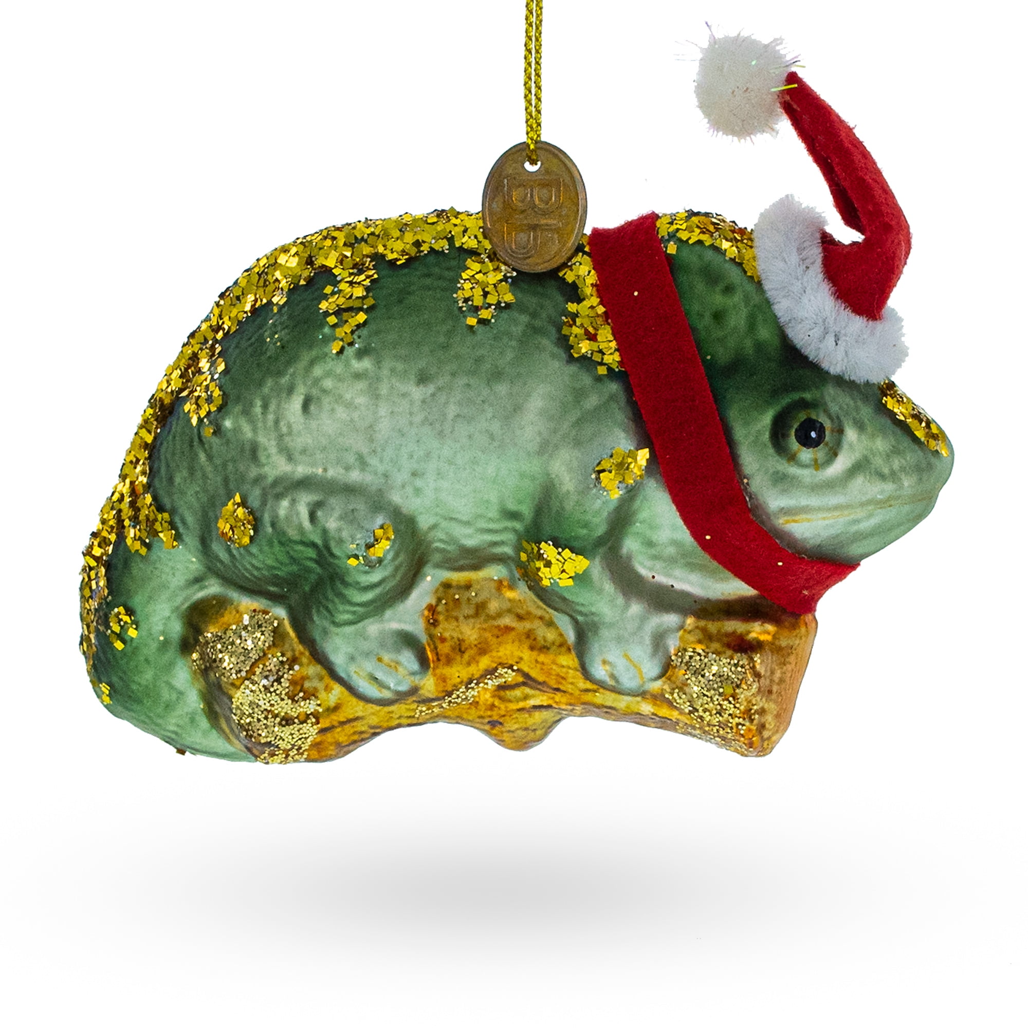 Chameleon in Santa Hat Glass Christmas Ornament - Walmart.com