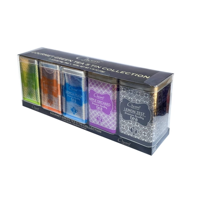 Chami Tea Holiday Gourmet Green Tea, 6 Tin Exotic Tea Gift, 4.23oz, 120 ...