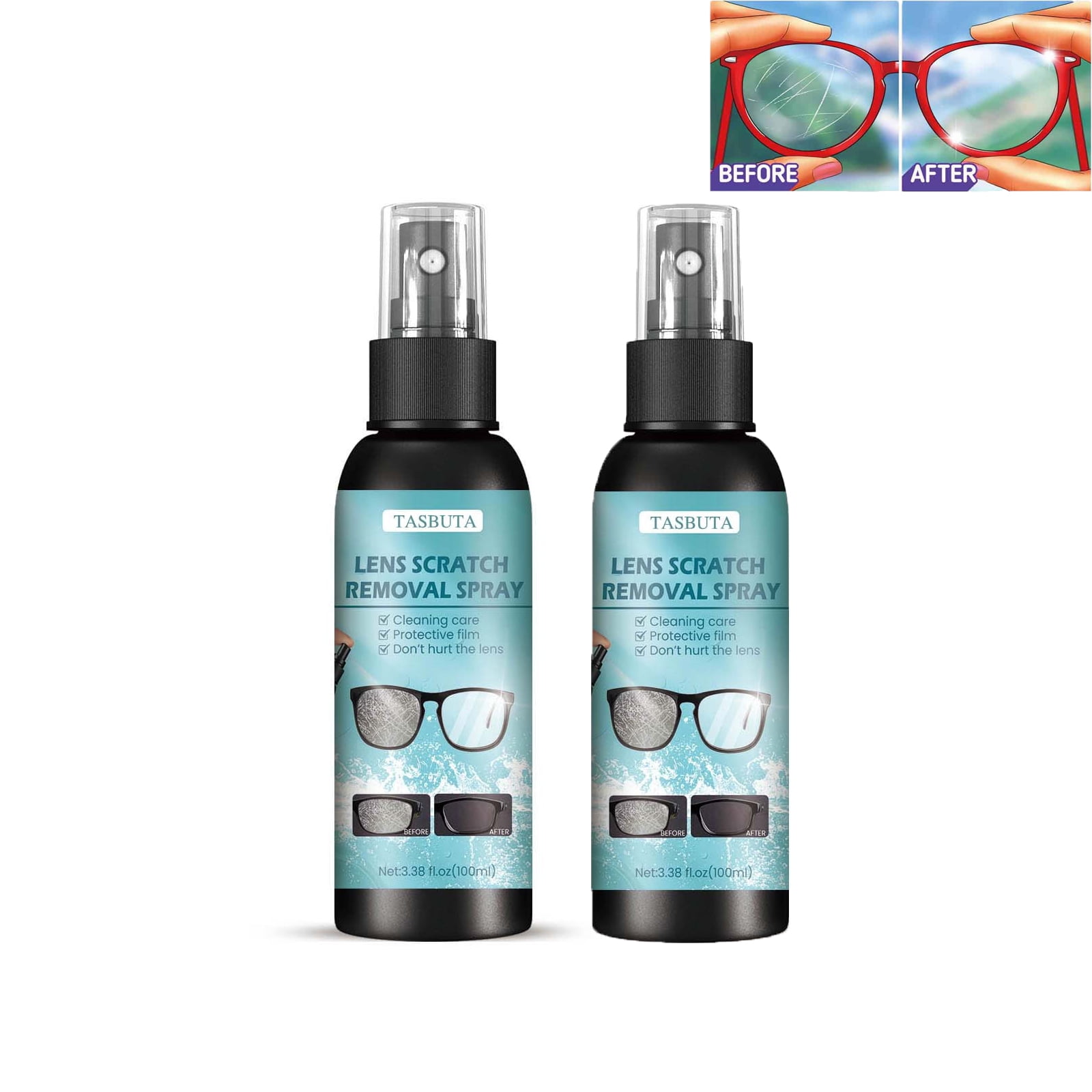2PC Lens Scratch Remover,Eye Glass Cleaners Spray,Scratched Eye Glasses ...