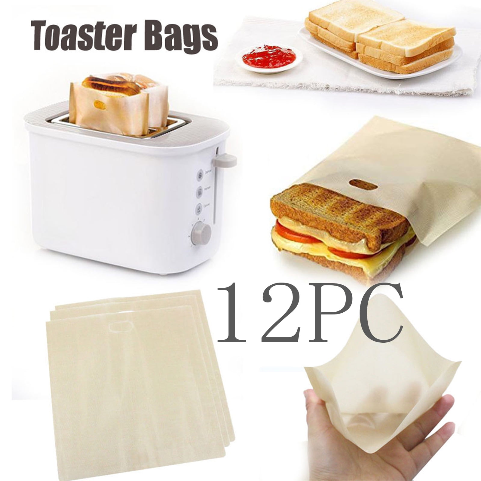 Barbecue Accessories,12PC Non Stick Toaster Sandwich Bags Reusable and ...