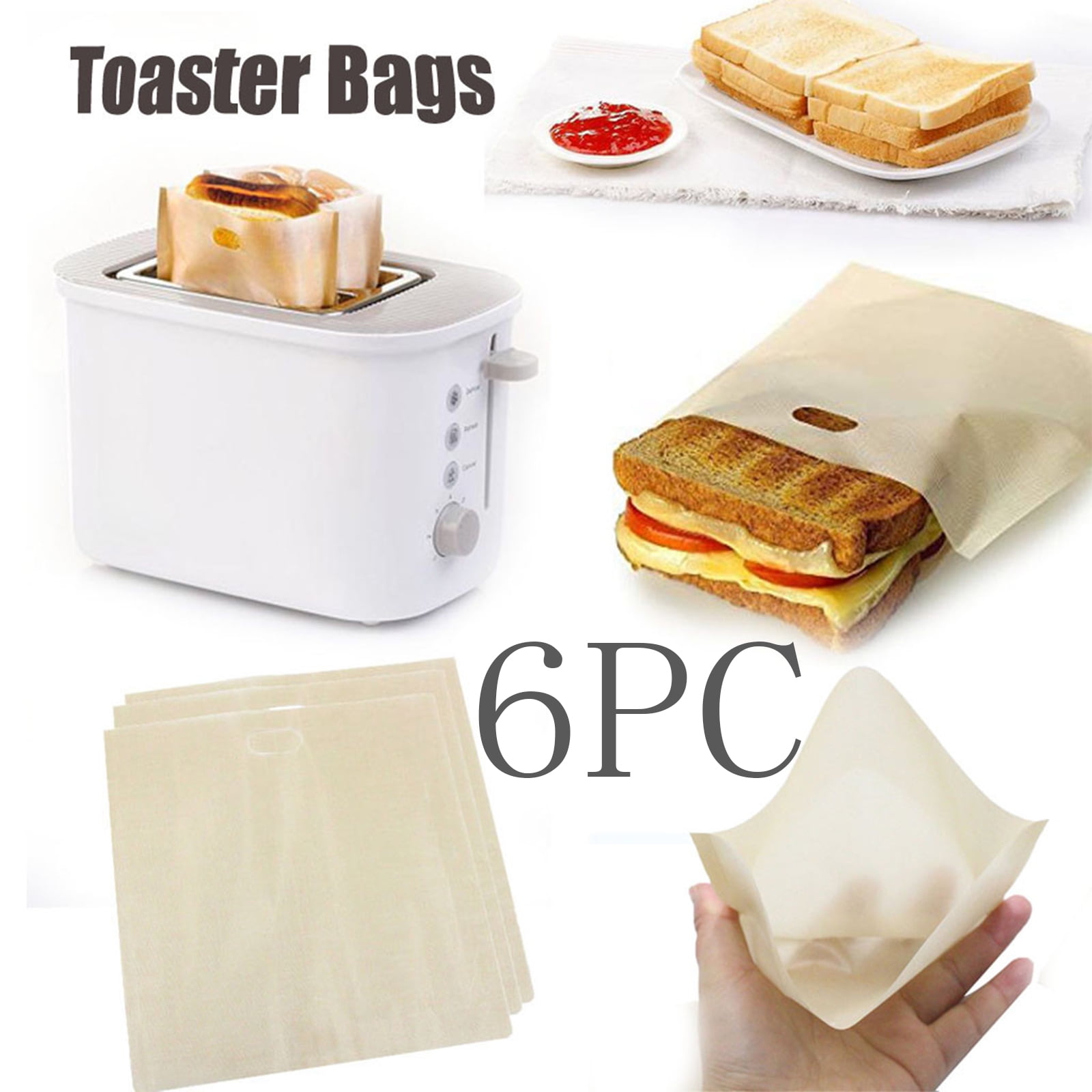Chamoist Barbecue Accessories,6PC Non Stick Toaster Sandwich Bags ...