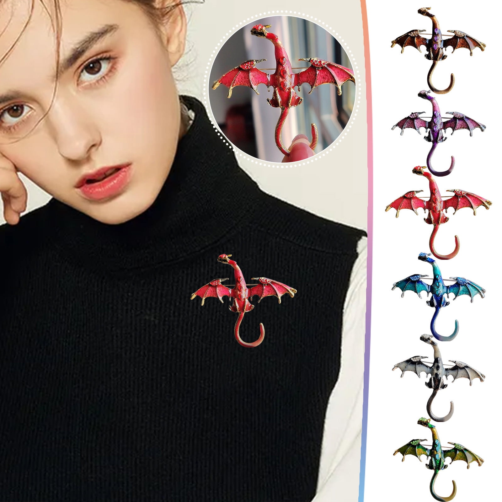 Brooches Pin Womens-Colorful Enamel Dragon Brooch Pins for Men Women ...