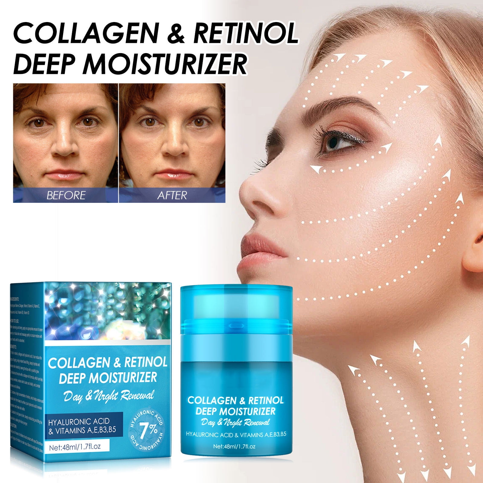 Chamoist Day & Night Time Cream - Collagen Anti Wrinkle Moisturizer for ...