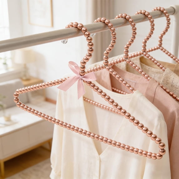 Chamoist Luxury Pearl Clothes Hanger with Bow, Non-Slip Decorative ...