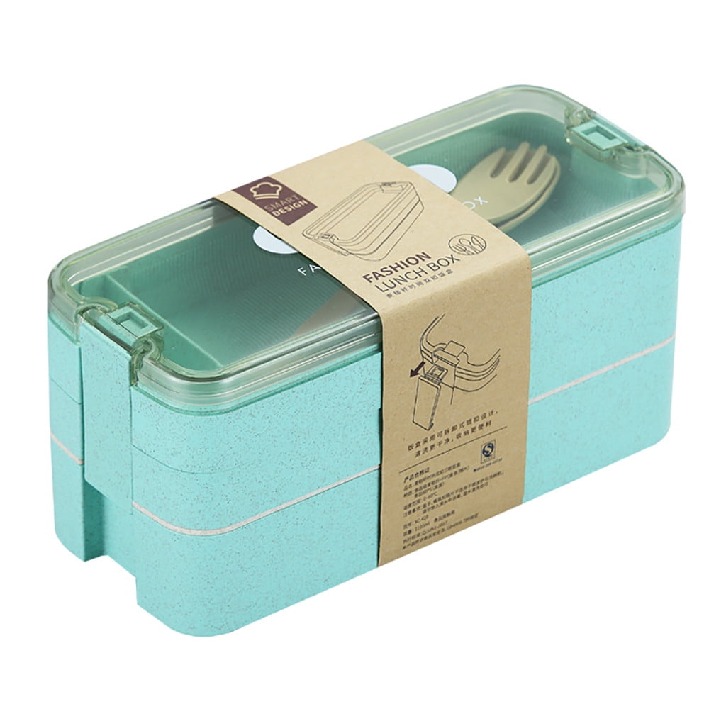 Chamoist Reusable Lunch Box,Portable 3 Layer Microwave Bento Lunch Box ...