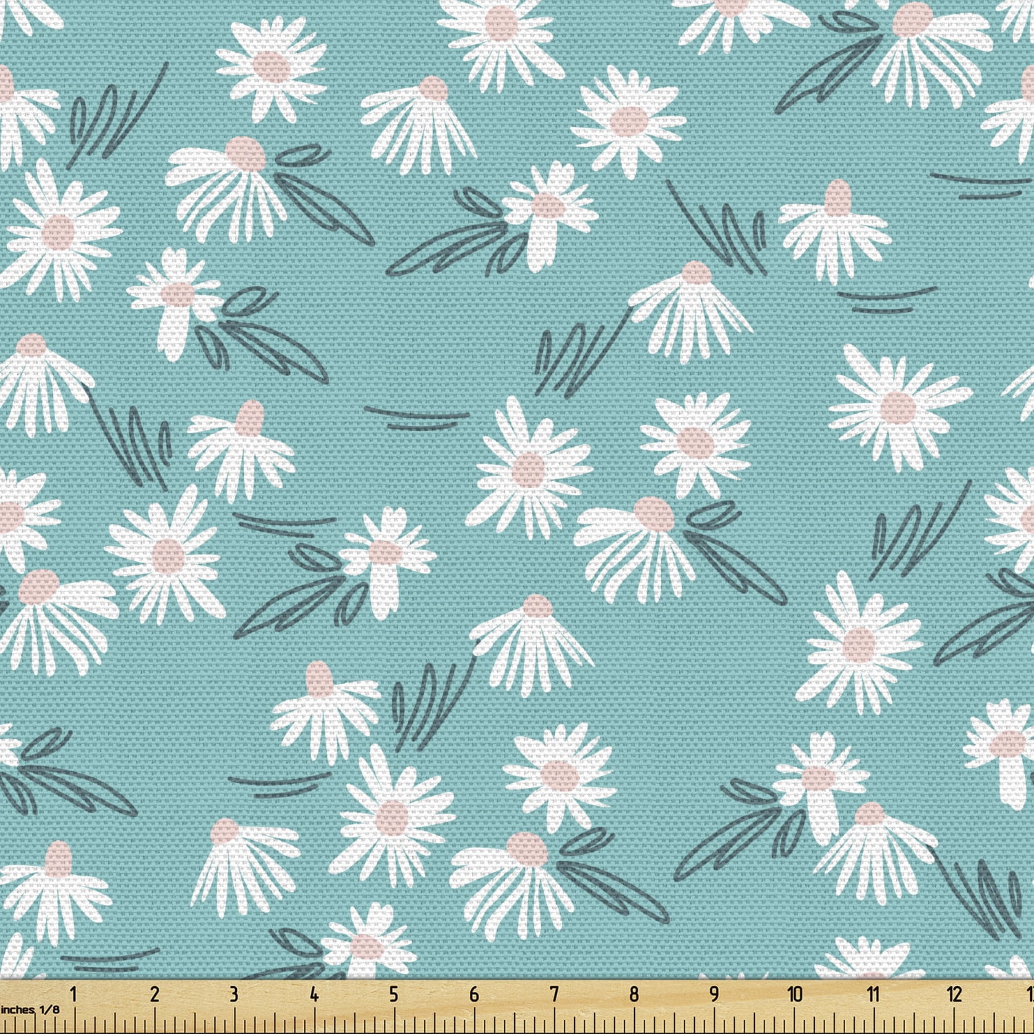 Chamomile Fabric by the Yard, Floral Theme Daisy Flowers Abstract ...