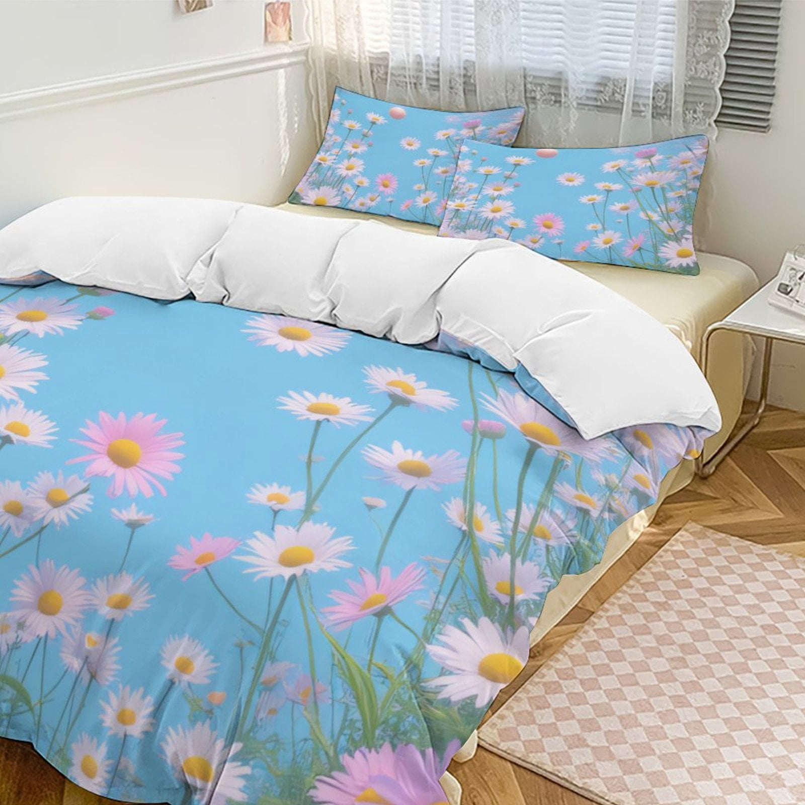 Chamomile Field Under Blue Sky 3D Duvet Cover Set Quilt Cover Theme of Kid Boy Girl for Bedroom ...