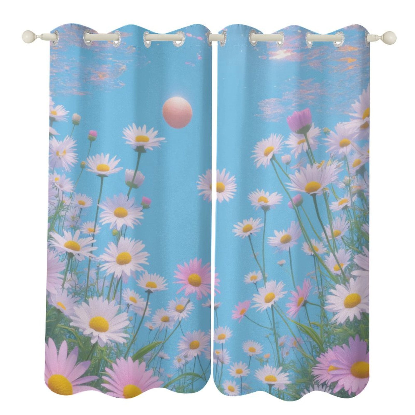 Chamomile Field Under Blue Sky Luxury Window Curtains Blinds for Living ...