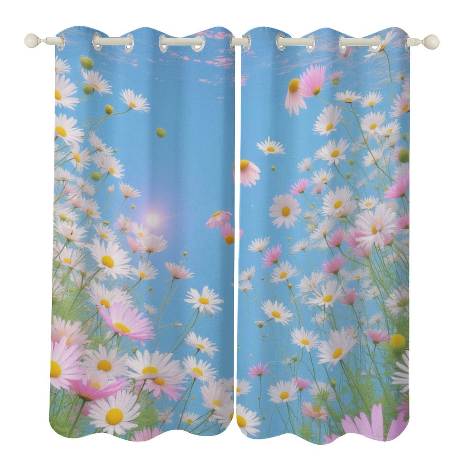 Chamomile Field Under Sunny Sky Blackout Window Curtains for Bedroom ...
