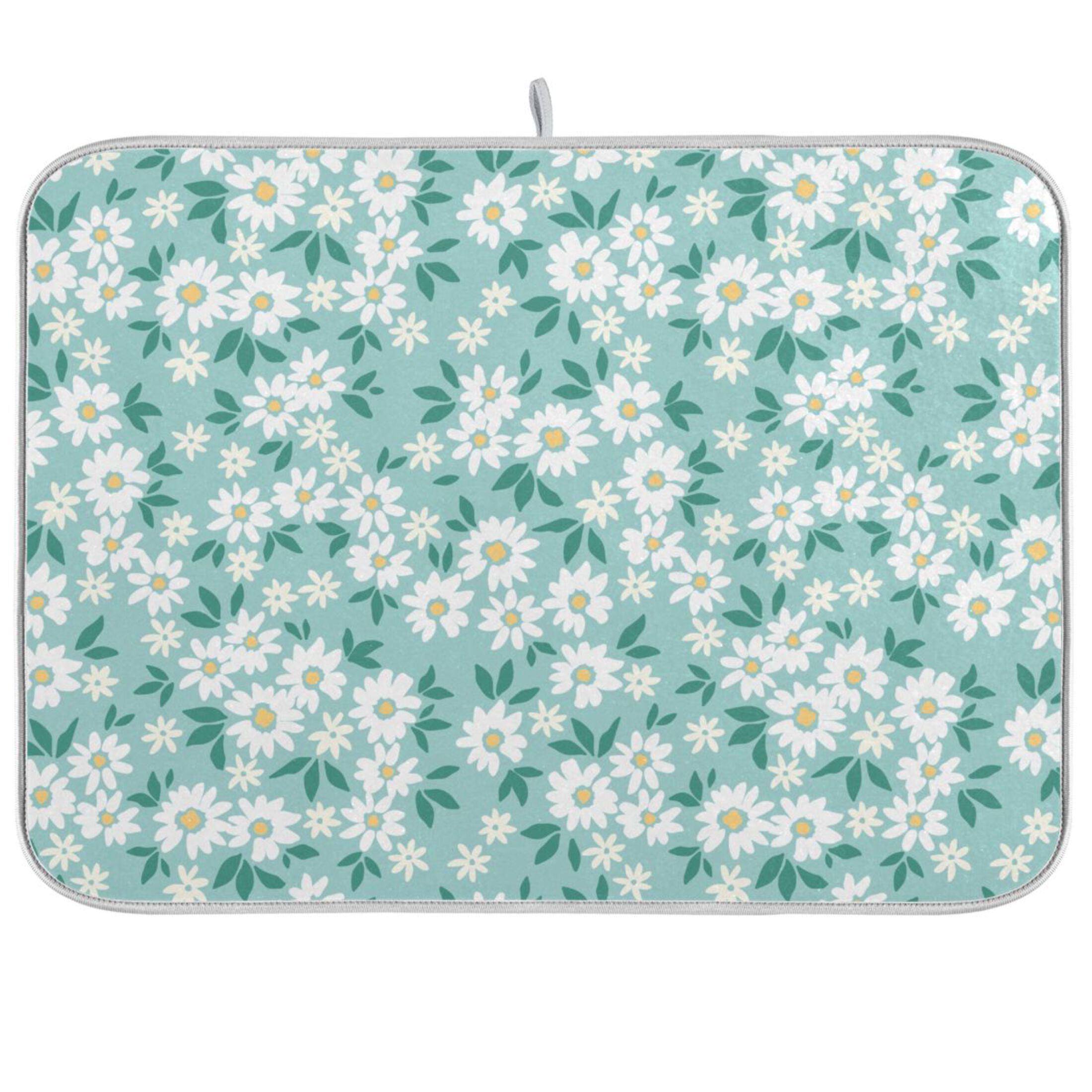 Chamomile Floral Daisy Dish Drying Mat Microfiber Kitchen Pad Large ...