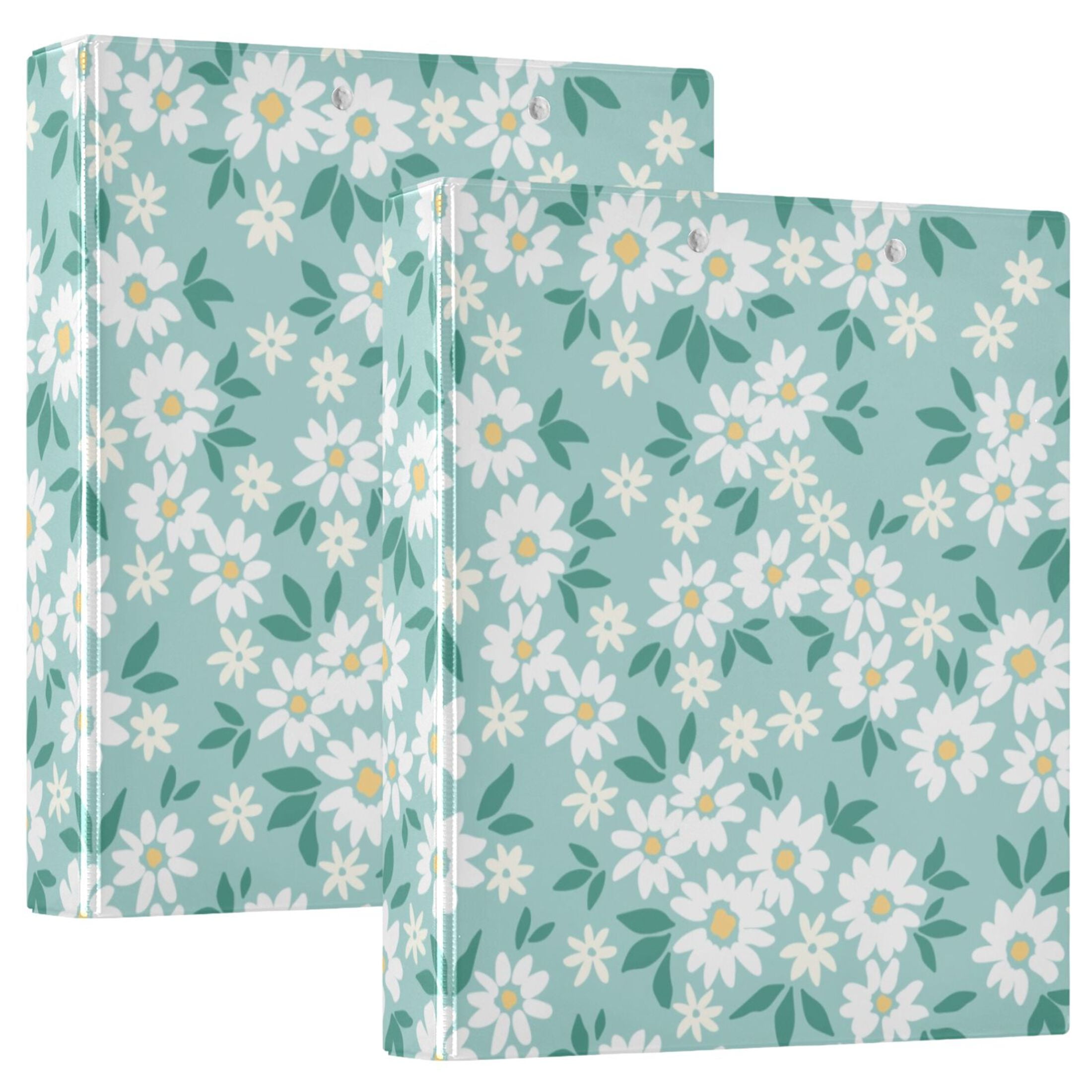 Chamomile Floral Daisy Hardcover 3 Ring Binder 1.5 inch Round Rings ...
