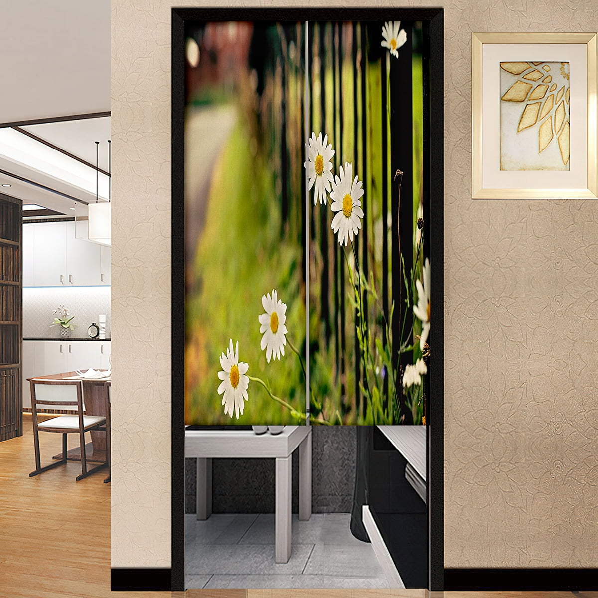 Chamomile Flowers Daisies Print Door Curtain Wild Butterfly Fleurs ...