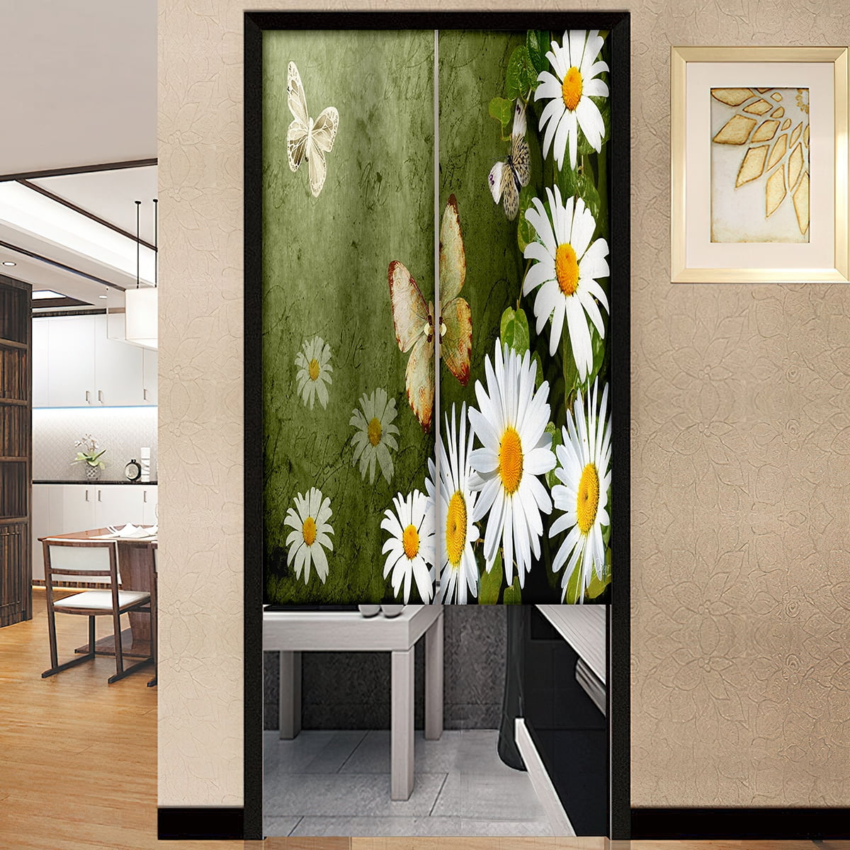 Chamomile Flowers Daisies Print Door Curtain Wild Butterfly Fleurs ...