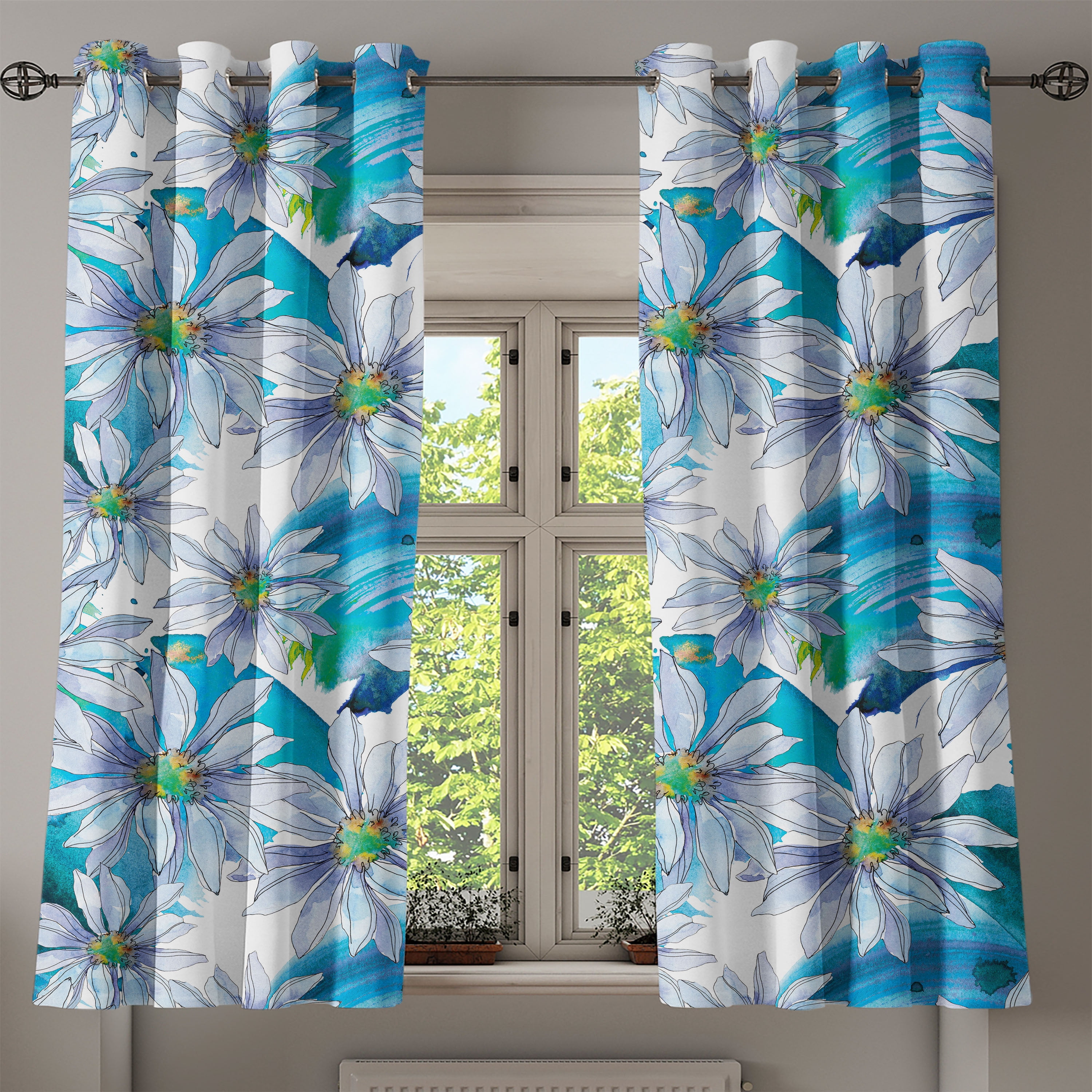 Chamomile Grommet Curtain, Simple Modern Minimalist Flowers Boho with ...