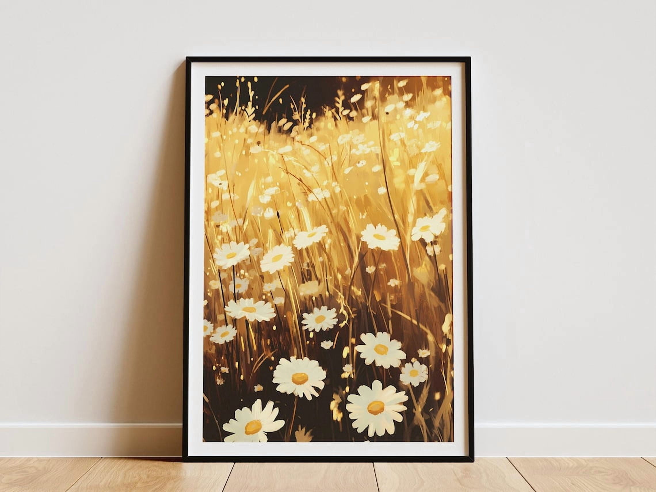 Chamomile Meadow Poster with Golden Hour Floral Nature Decor Unframed ...