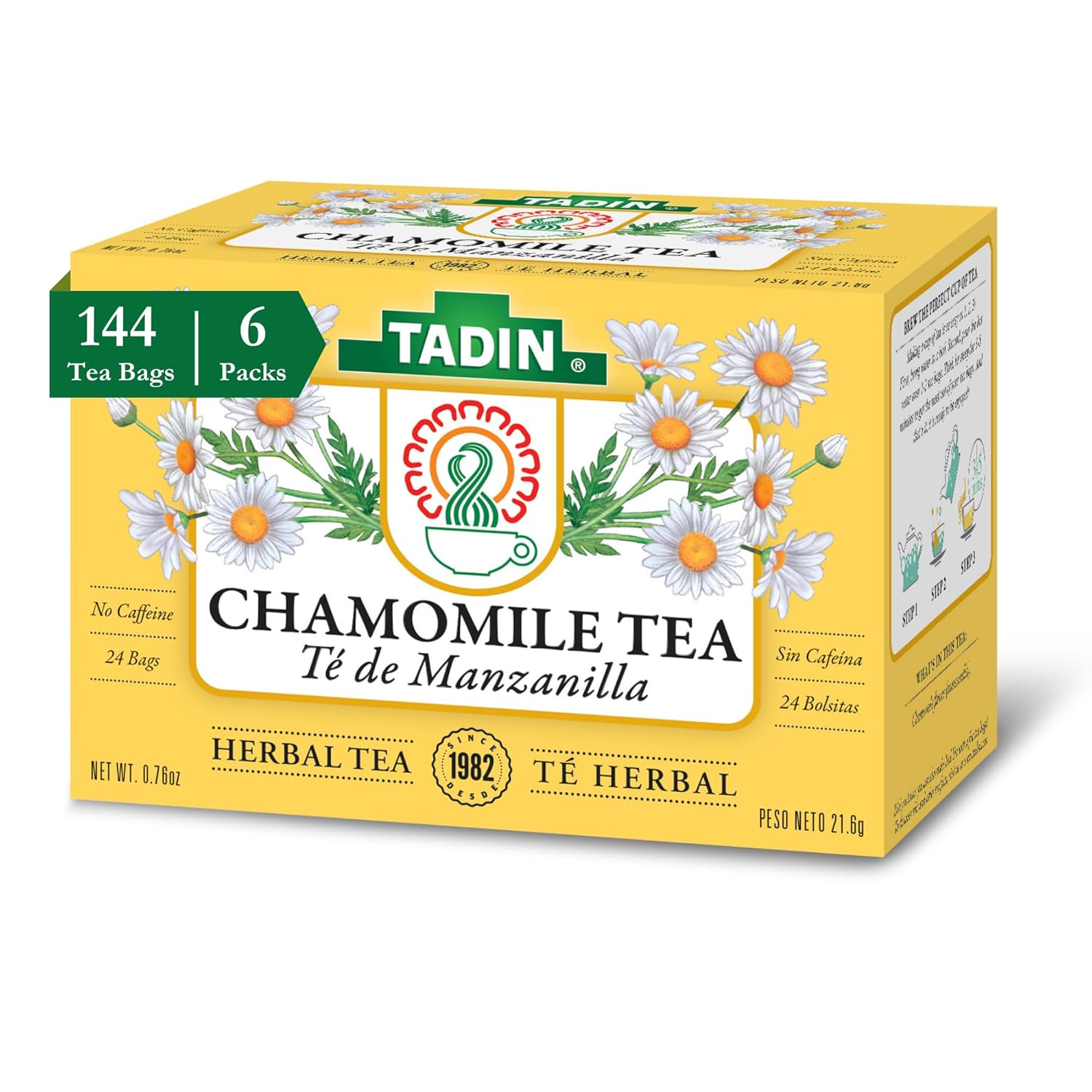 Chamomile Tea, Tea, Caffeine Tea, Tea Bags Individually Wrapped, 24 Tea ...