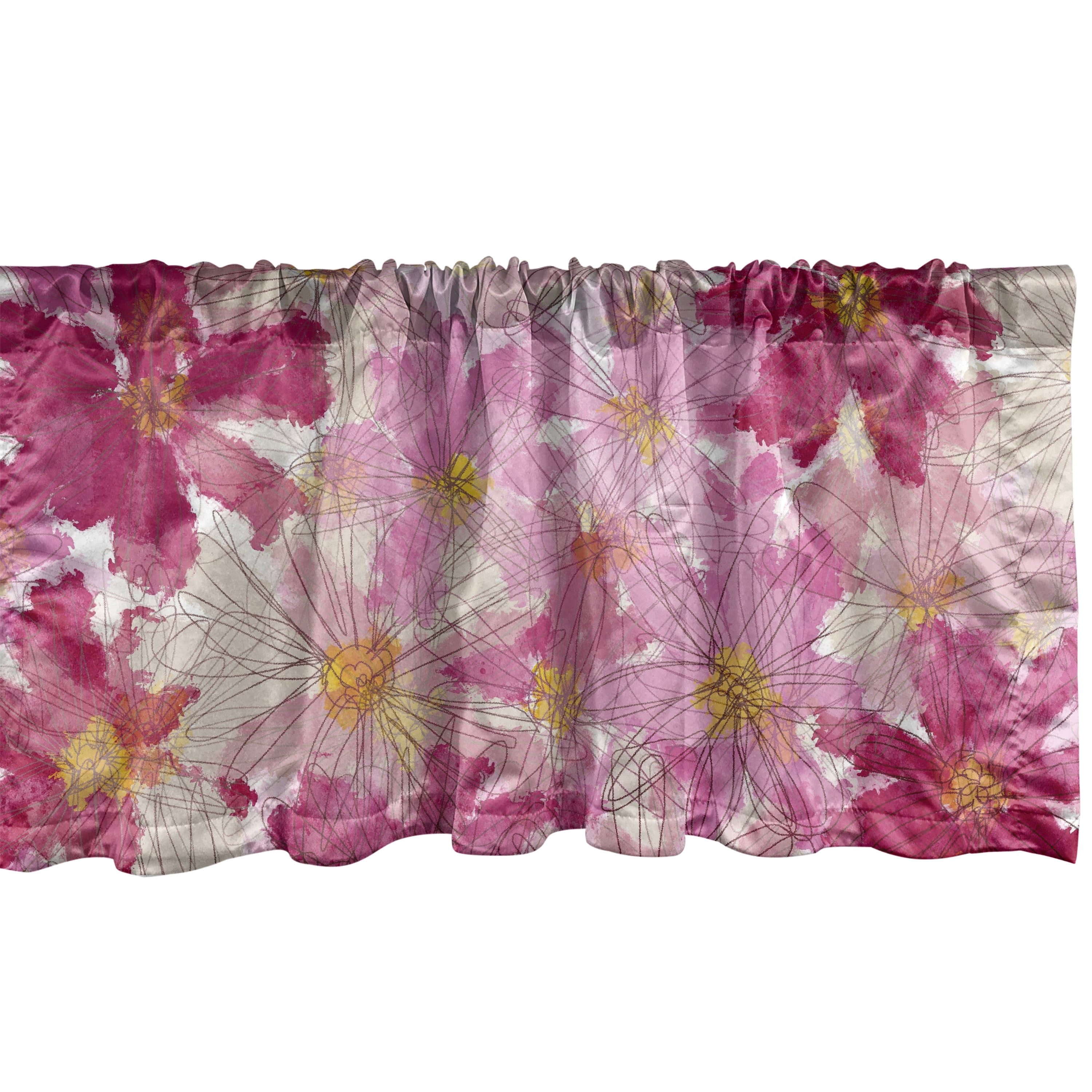Chamomile Window Valance, Neutral Boho Delicate Daisy Pattern Romantic ...