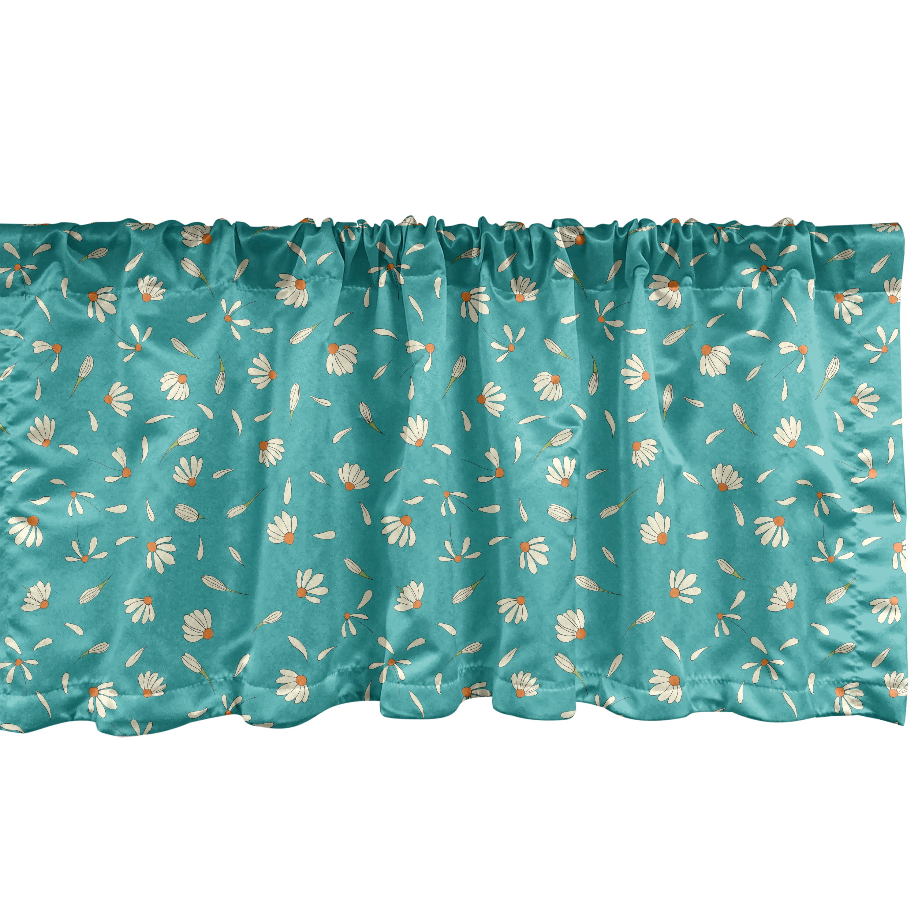 Chamomile Window Valance, Romantic Daisies Pattern with Floating Petals ...