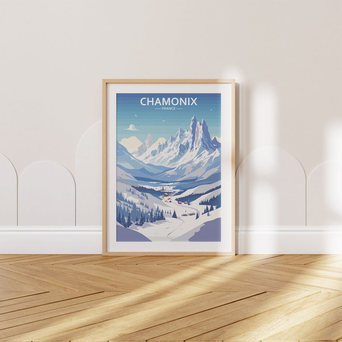 Chamonix France Poster Scenic Mountain Art Print, Unframed Poster Size ...