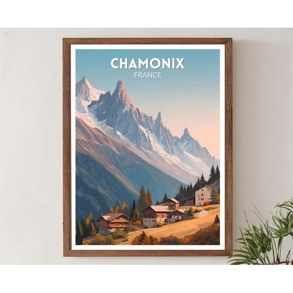 Chamonix France Retro Travel Mid Century Modern Vintage Mountain ...