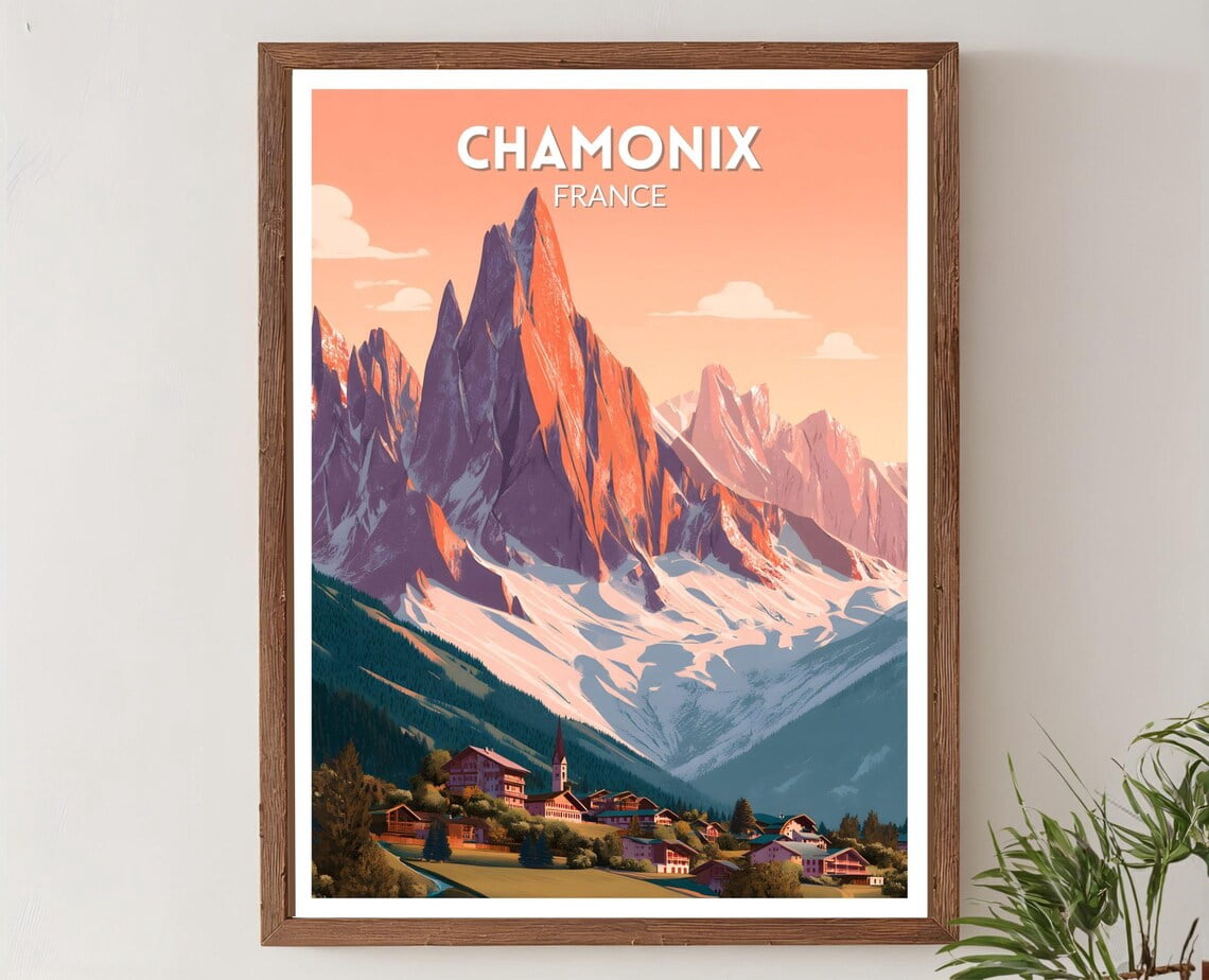 Chamonix France Sunset Romantic Alpine Mountain Landscape Travel Memory ...