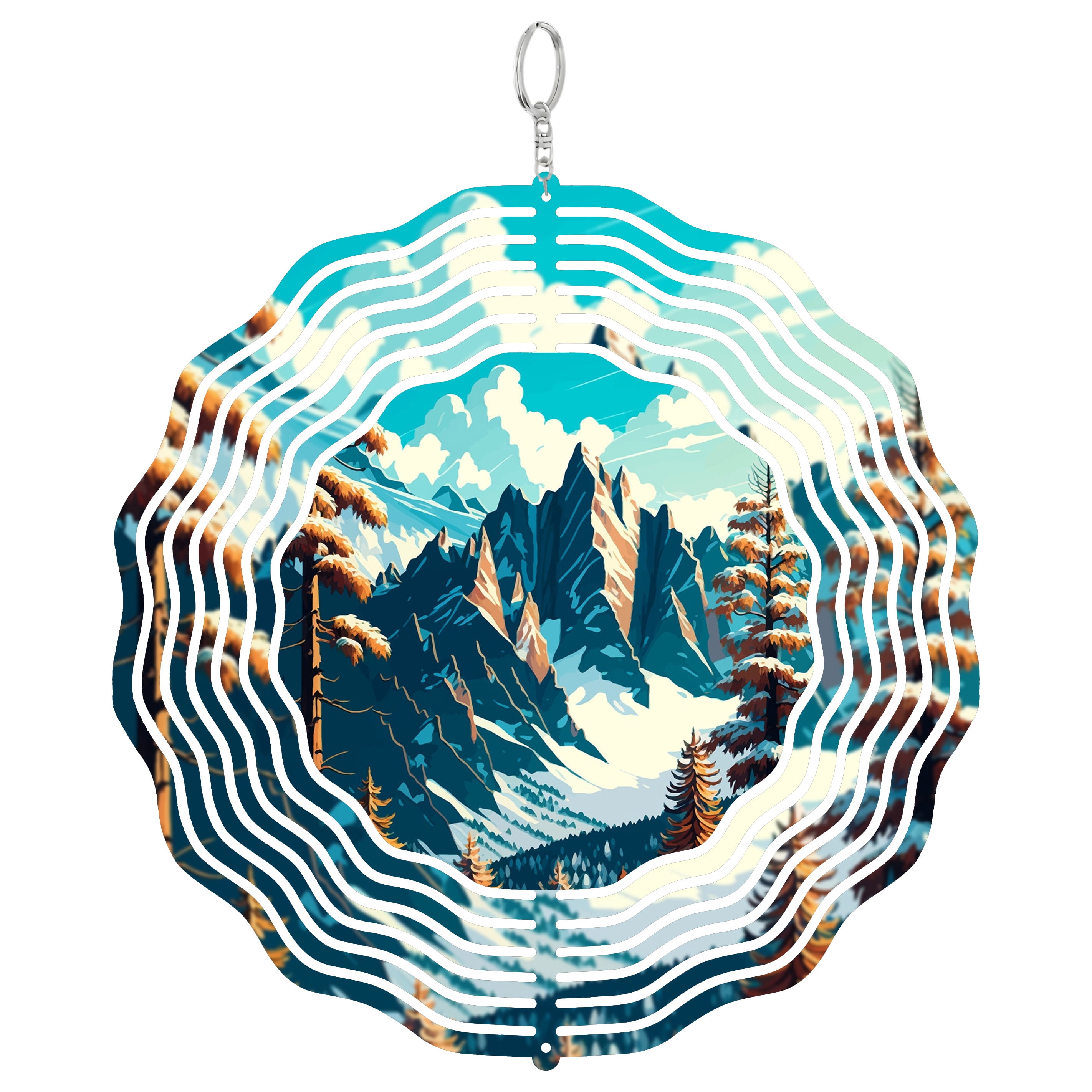 Chamonix French Alps Wind Spinner, 3D Hanging Winter Outdoor Decor ...