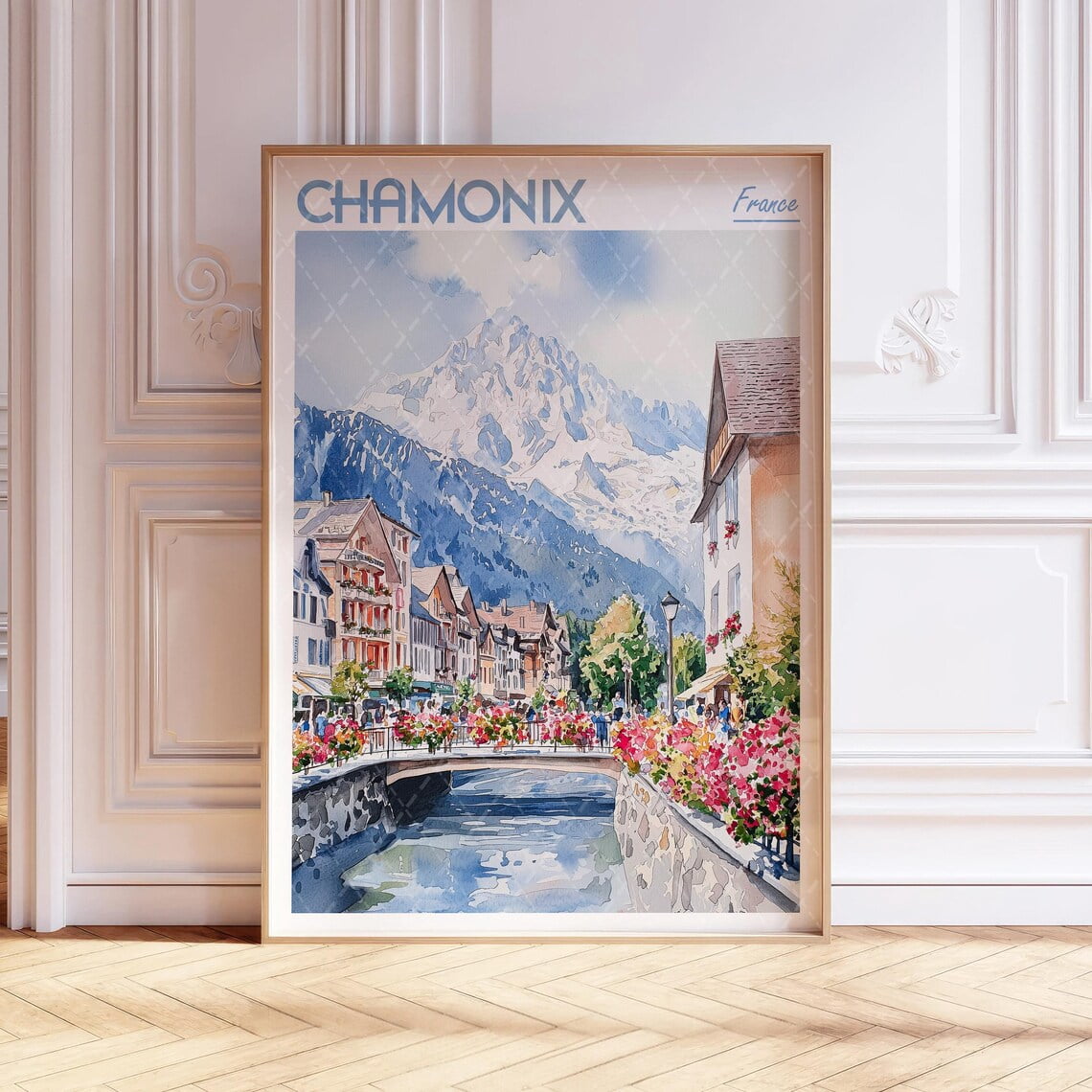 Chamonix Mont Blanc France Pastel Travel Poster, Unframed Size 16x24 ...