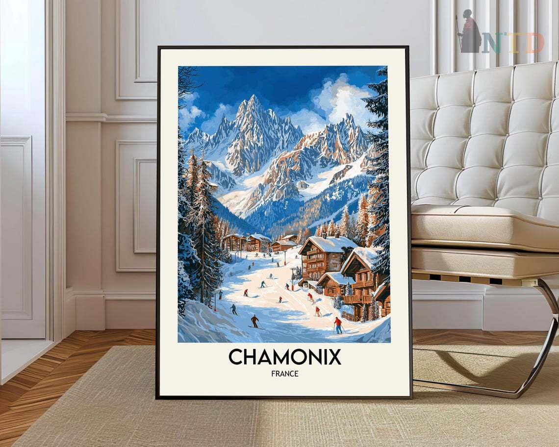 Chamonix Poster, Chamonix Travel Print, Tropical Decor, Landscapefrench ...