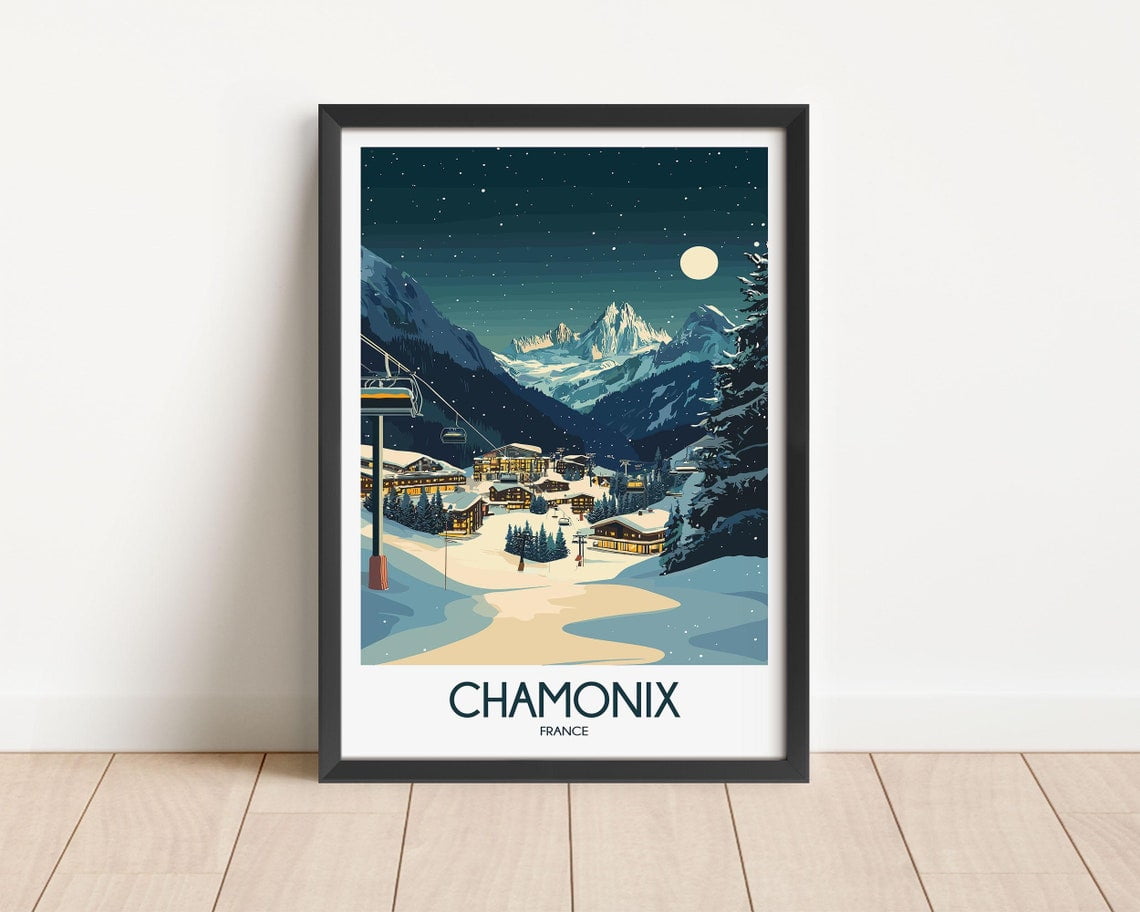 Chamonix Poster France Scenic Alpine Wall Art Decor, Unframed Poster ...